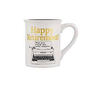 Enesco Our Name is Mud Happy Retirement Typewriter Metallic Coffee Mug, 16 Ounce, Multicolor
