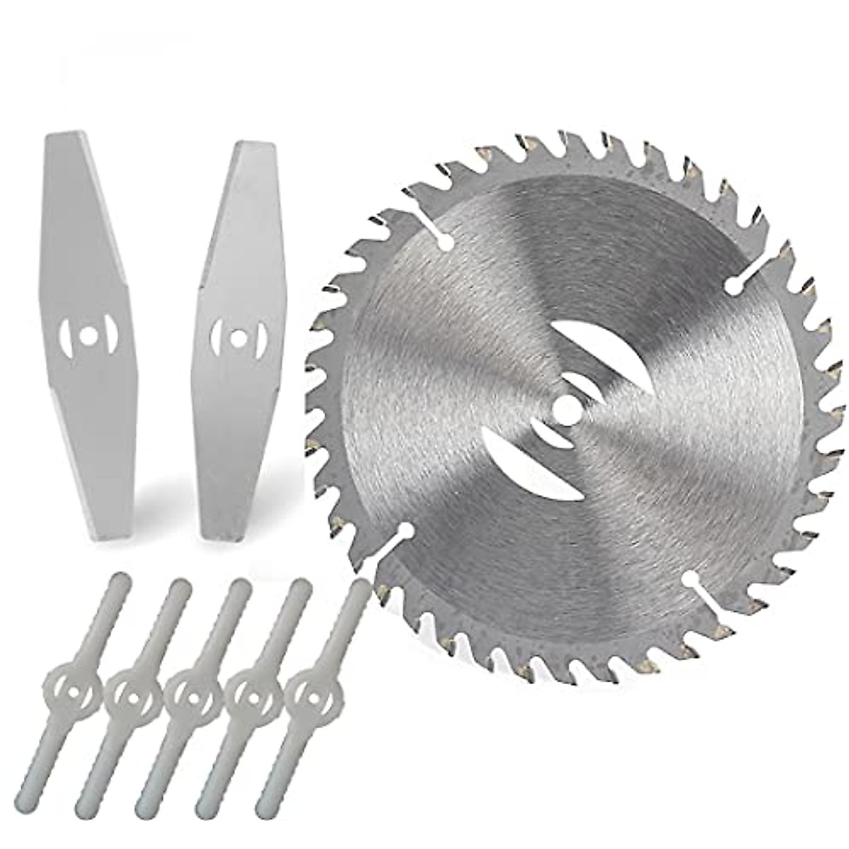 8 Pack Grass Trimmer Blade Heads Replacements- 40 T Blade & 2 Stainless Steel Blade & 5pcs Plastic Blades, Carbide Blade Tip Brush Cutter Trimmer Weed Eater Blade for Electric Lawn Mower Set