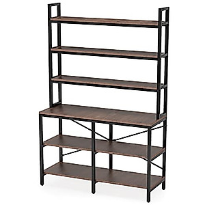 Tribesigns 6-Tier Bookshelf,Industrial Bookcase with Open Shelf,6 Shelf Storage Rack with X-Shaped Frame,Rustic Book Shelf for Living Room, Bedroom,Home, Office