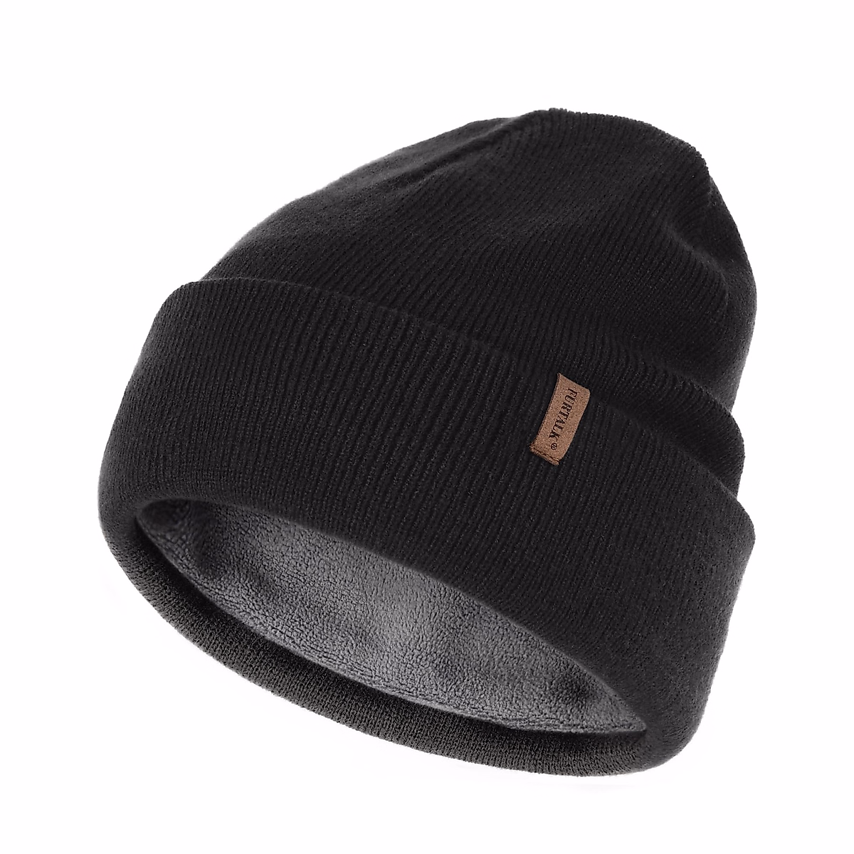 FURTALK Beanie Hats for Women Men Fleece Lined Winter Hats Soft Warm Womens Beanies for Winter Black