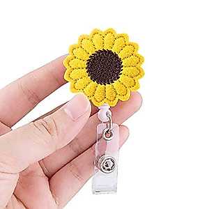 Badge Reel Holder, Accurate Stitching, Sunflower Retractable Badge Reels Reinforced Strap, Badge Clip for Kids, Badge Reel with Alligator Clip, Great Badge Holder for Women (1)