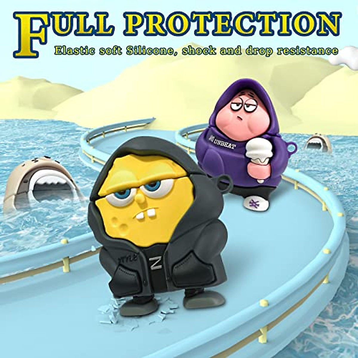 3 Pack Cute Cartoon Character AirPods Case for AirPod 2/1,3D Kawaii AirPod Case 2nd Generation,Funny Fun Cartoon Cool Soft Silicone Protective Cover for Apple Airpods Case with Keychain for Women Men