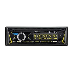 Jensen MPR2121 | 12 Character LCD Single DIN Car Stereo Receiver | RGB Custom Colors | Push to Talk Assistant | Bluetooth Hands Free Calling & Music Streaming | AM/FM Radio | USB Playback & Charging