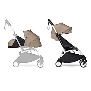 BABYZEN YOYO2 Stroller & 0+ Newborn Pack - Includes White Frame, Taupe 6+ Color Pack & Taupe 0+ Newborn Pack - Suitable for Children Up to 48.5 Pounds