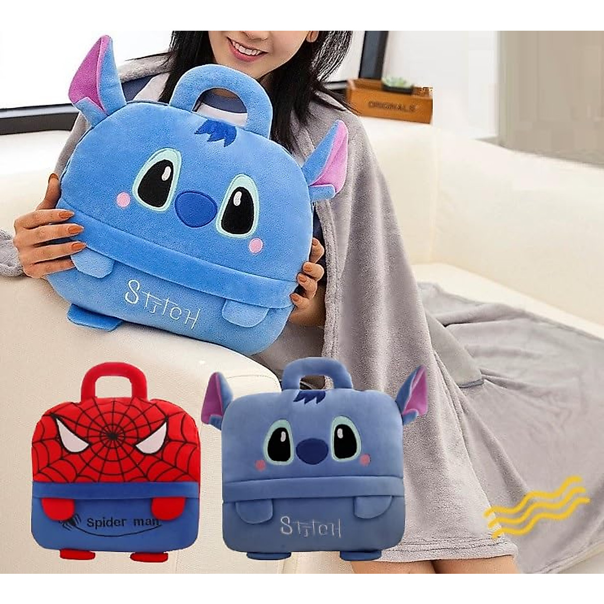 Travel Bag Pillow Blanket 3 in 1 for Kids and Children 0-15 Years, Plush Pillow Blanket, Travel Blanket for Kids, Travel Pillow Bag Plush Blanket, Plush Pillow Bag That Turns into a Blanket