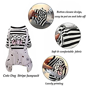 Dog Clothes Cute Stripe Jumpsuit Adorable Soft Puppy Shirt Pet Coat, Comfort Dog Pjs Apparel Costume for Small Medium Large Dogs Boy Girl Kitten. Grey, Large.