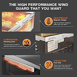 BSTTEK Wind Guards for 28" Blacsktone Griddle,Stainless Steel Magnetic Blackstone Griddle Accessories for Blackstone Grill,Compatible with Cover,Hood,Grease Cup and Side,Silver