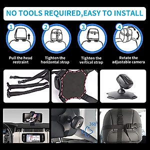 Baby Car Mirror, WIFI Wireless Baby Car Camera, Baby mirror for car, HD 1280P Camera Rear Facing Car Seat Mirrors, Safety Car Seat Mirror for Rear Facing Toddler Infant Child with Night Vision - Black