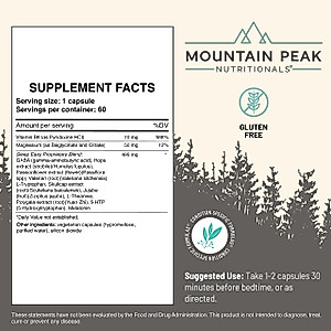 Mountain Peak Nutritionals Sleep Easy - Sleep Support Supplement Promoting A Relaxed & Calm Mood - 5-HTP, Amino Acids, Melatonin, & Magnesium - Hypoallergenic Dietary Supplement (60 Capsules)