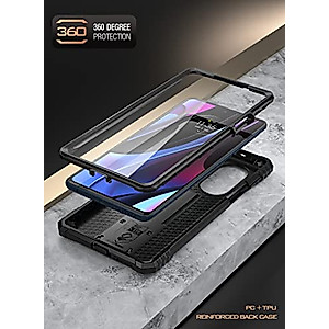 Poetic Revolution Case for Moto Edge Plus 5G 6.7" (2022) / Edge+ 5G UW (2022), Model # XT2201, Full-Body Rugged Shockproof Protective Cover with Kickstand and Built-in-Screen Protector, Black