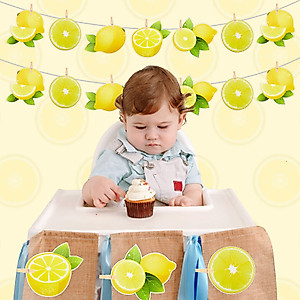4 Pcs Lemon Banner Citrus Lemonade Party Sign Lemon Party Decorations Yellow Lime Birthday Decorations for Boy Girl Baby Kids DIY First Bday Bridal Kitchen Shower Theme Decor