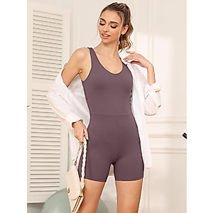 AUTOMET Womens Jumpsuits Bodysuit Rompers Workout One Piece Yoga Summer Athletic Active Sleeveless Shorts Outfits
