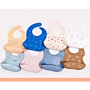 JTJMJTJ Cute Adjustable Silicone Baby Bibs BPA Free for Babies & Toddlers, Waterproof, Soft, Unisex, Feeding Bibs (Brown,Bear)