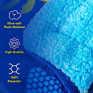 Golden Linens Baby Infants Printed Sherpa Borrego Ultra Soft Warm Throw Blanket Bed Cover 40" X 50" Navy Blue Dinosaur