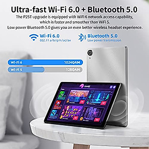 TECLAST 10.1 inch Tablets Android 12, 4GB RAM+64GB ROM(TF 1TB), P25T Wi-Fi 6 Android Tablet, 2.4G/5G WiFi, 1.8Ghz Quad-core CPU, 800x1280 IPS, Bluetooth 5.0, Dual Cameras, 6000 mAh, Stereo, Type-C