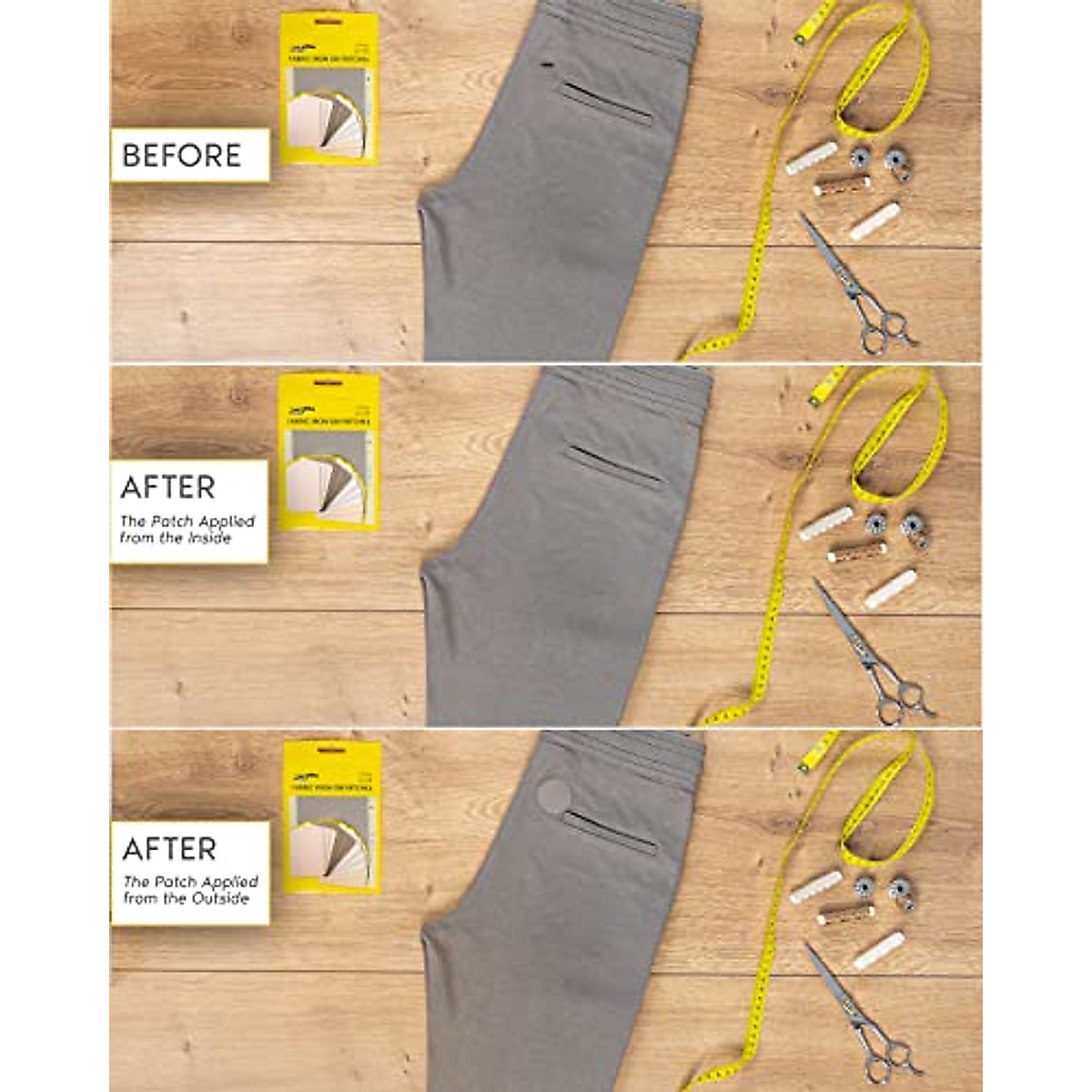 ZEFFFKA Premium Quality Fabric Iron-on Patches Inside & Outside Strongest Glue 100% Cotton Shades of Brown Beige Khaki Repair Decorating Kit 12 Pieces Size 3" by 4-1/4" (7.5 cm x 10.5 cm)