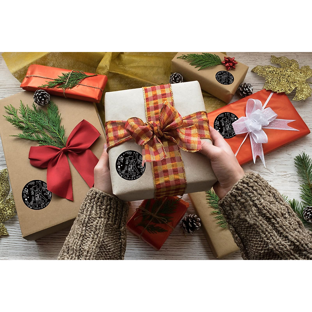 500 PCS Magic Mail Cute Cat Pattern Small Business Stickers, Online Retailers Thank You Stickers, Bakeries Packaging Stickers, Envelopes Stickers, Mail Envelopes Shipping Stickers for Small Business