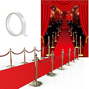 6 x 5 ft Red Carpet Party Decorations Movie Theme Paparazzi Photography Backdrop Red Carpet Backdrop Red Carpet Runner with Carpet Tape for Party Decoration Supplies