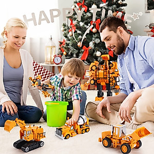 HOLYFUN 5 in 1 Transform Toys, Transform Construction Truck, Great Gift for 3 4 5 6 7 Years Old Kids, Boys and Girls