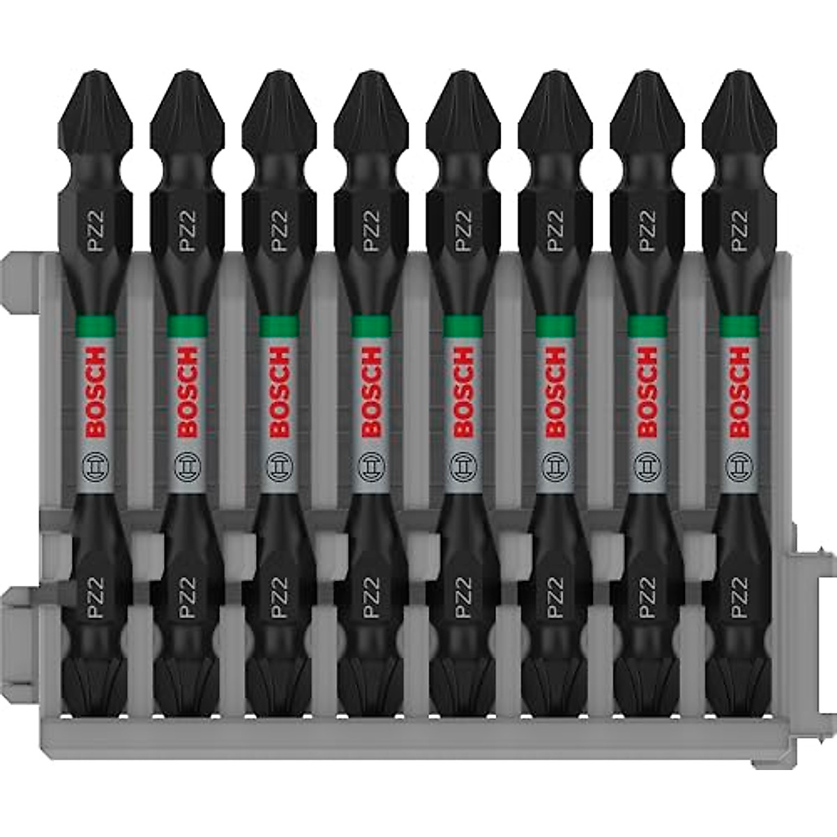 Bosch Professional 8pcs. Double Screwdriver Bit Set Pozidriv (Impact Control, 8 x PZ2-PZ2 Bits, Length 65mm, Pick and Click, Accessory Impact Drill)