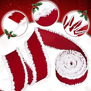 2 Rolls Christmas Velvet Decorative Ribbons - Craft DIY Ribbons with Wire Edge for Christmas & Holiday Decoration (Red, 1.5 Inch x 12 Yard)