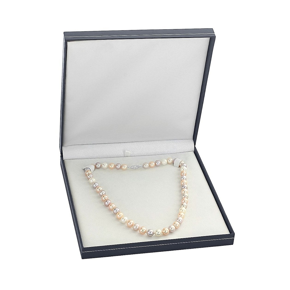 The Pearl Source 14K Gold 9-10mm AAA Quality Multicolor Freshwater Cultured Pearl Necklace for Women in 17" Princess Length