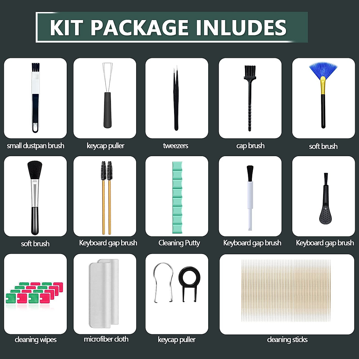 Keyboard Cleaner kit,Computer Cleaning kit,Mechanical Keyboard Cleaning kit,Anti-Static Brush,Small Cleaning Brush, Cleaning kit Compatible Laptop/PC/Computer/Keyboard/Laptop/Camera/Phone/Earbud