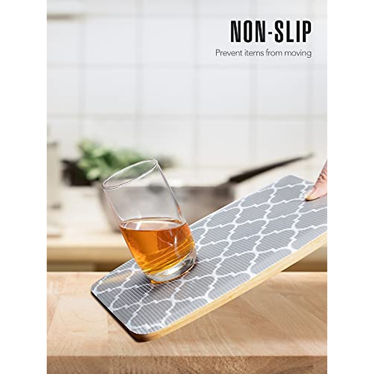 Jersow Shelf Liner for Kitchen Cabinets, 17.5inch x 30ft Non Adhesive Kitchen Drawer Liners, Food Grade EVA Cabinet Liners, Washable & Waterproof Kitchen Liners for cabinets and Drawers(Grey)