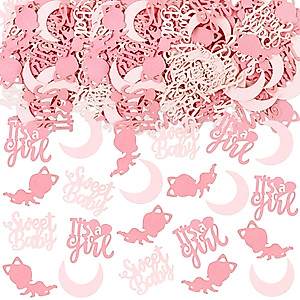 Cyodoos 100 Pieces Baby Shower Confetti - It's a Girl Sweet Baby Confetti Decorations Pink Girl Table Scatter Confetti, Sprinkles Decor Confetti for Baby Shower Gender Reveal Party Supplies