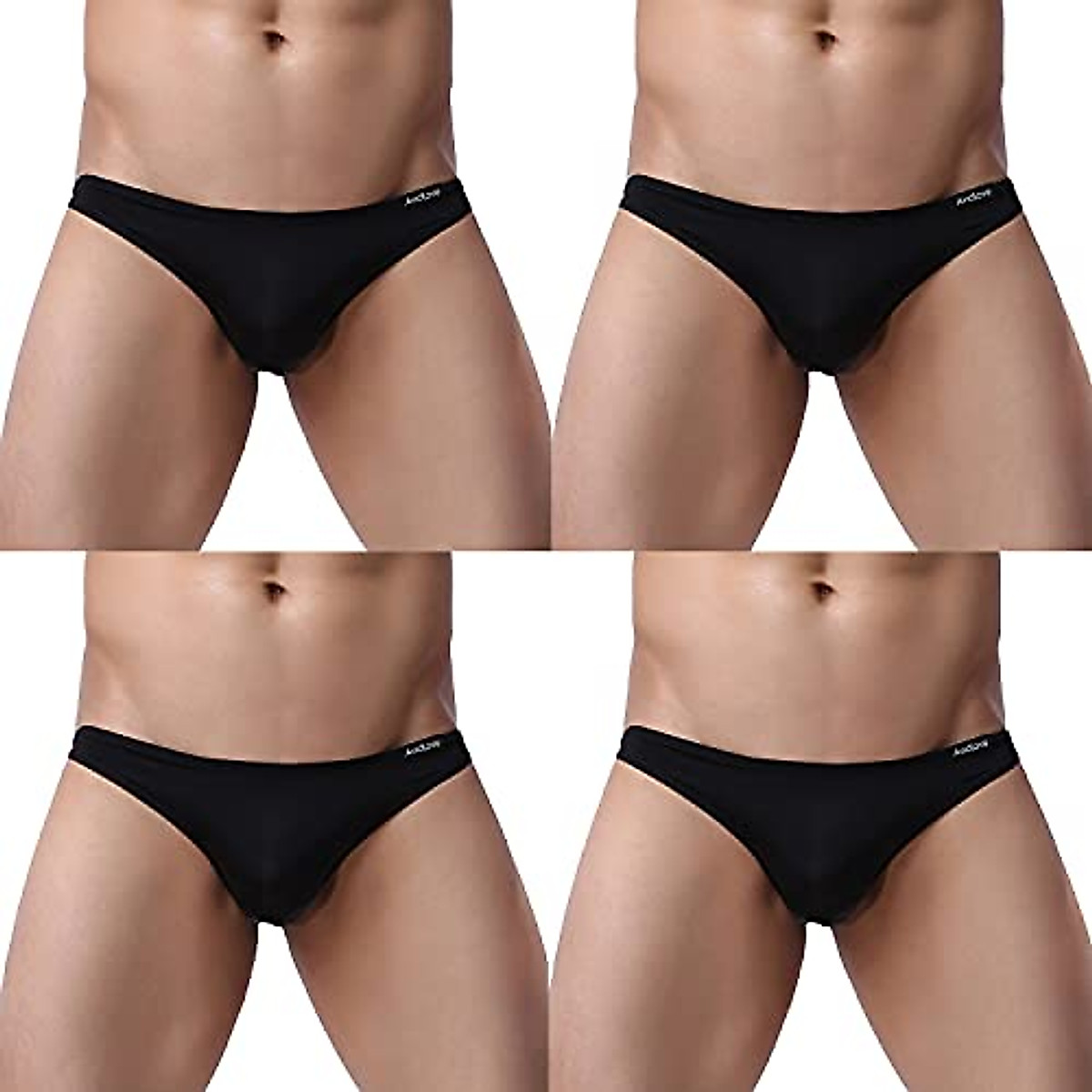 Avidlove Underwear Men's 4 Pack Classic Low Rise Stretchy Hip Briefs Bikini(Black-4 Pack,S)