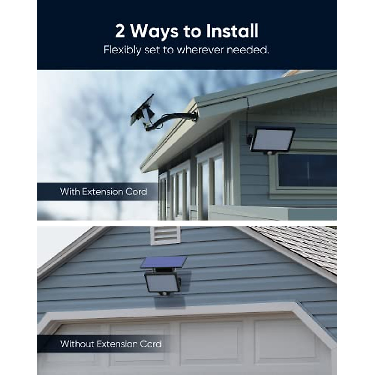 JACKYLED Solar Security Light with Motion Sensor, 1000 Lumen 48 LED, IP65 Waterproof, 3 Modes, Auto On/Off, Separate Solar Panel, Solar Dusk to Dawn Flood Lights for Outdoor Wall, Porch, Barn, Garage