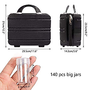 N&T NIETING Diamond Painting Storage Containers, 140 Slots Diamond Painting Accessories Kit, Portable Bead Storage Box, Label Stickers for DIY Art Crafts, Black