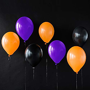 TecUnite 100 Pieces 13 inch Latex Balloons Colorful Round Balloons for 4th of July Wedding Birthday Festival Party Decoration(Orange, Purple, Black, 13 Inch)