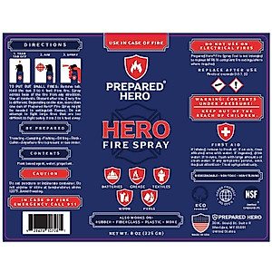 Prepared Hero Fire Spray - Mini Fire Extinguishers for House, Car, Garage - Kitchen Small Fire Extinguisher for Home, Made in USA, 100% Organic - Compact, Portable & Easy to Use, Non-Toxic - 1 Pack