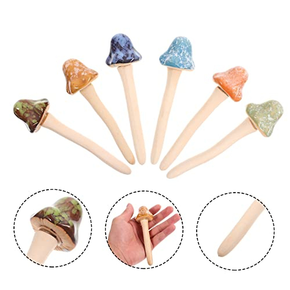 NUSITOU 6pcs Mushroom Ornament Flower Pots Micro Mushroom Miniature Mushroom Small Mushroom Garden Decoration Mushroom Statue Mushroom Decorations Variety Wood Pile Ceramics