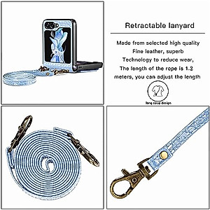 phone protective flip case 2 in 1 Wallet Case Compatible with Samsung Galaxy Z Flip 5 Wallet Case with Card Holder ,PU Leather Protective Flip Phone Cover Fashion Crossbody Strap Phone Case Protective