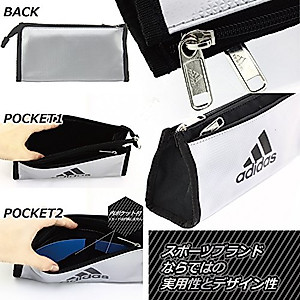 三菱鉛筆 Mitsubishi Pencil PT1400AI04S24 Pencil Case, AI04, Silver Black, Enamel x Cloth, Double Pocket