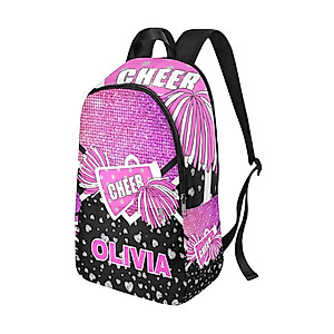 CUXWEOT Personalized Cheer Cheerleader Bright Color Print Backpack with Name Custom Travel Daypack Bag for Man Woman Gifts