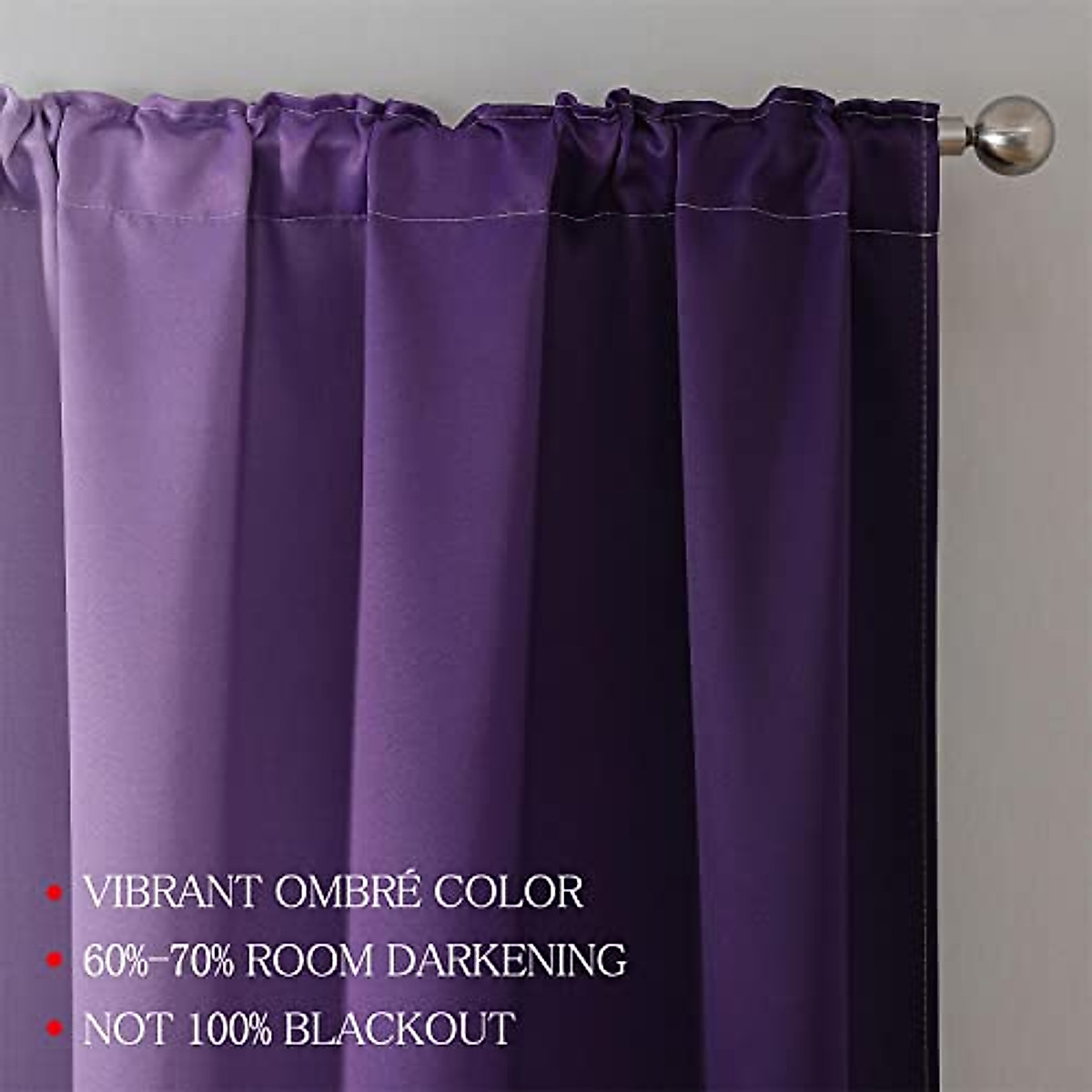 MIUCO Blackout Curtains & Drapes for Bedroom Living Room 84 Inches Long Purple and White Room Darkening Ombre Curtains Rod Pocket & Back Tab Curtains Thermal Insulated Light Blocking 2 Panels Set