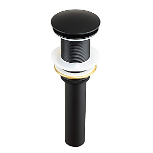 Purelux Pop up Drain Stopper for Bathroom Sink Vessel or Vanity Sink Without Overflow, Matte Black Finish Spring Pop-Up Drain