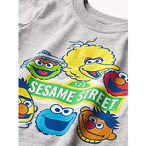 Sesame Street boys Elmo Cookie Monster Big Bird, Oscar the Grouch Short Sleeve Tee T Shirt, Heather Gray, 5 US
