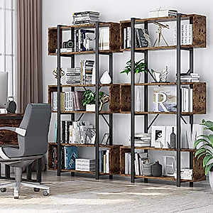 Tribesigns Bookshelf, Industrial Bookcase Freestanding Display Decorative Shelf