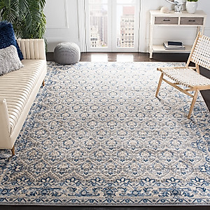 SAFAVIEH Brentwood Collection 10' x 13' Light Grey/Blue BNT869G Oriental Distressed Non-Shedding Living Room Bedroom Dining Home Office Area Rug