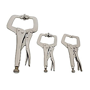 DCT C Clamps for Woodworking Welding Clamps Locking Pliers Set 3-Piece Wood Clamp Set, 11in and 6in Swivel Tip