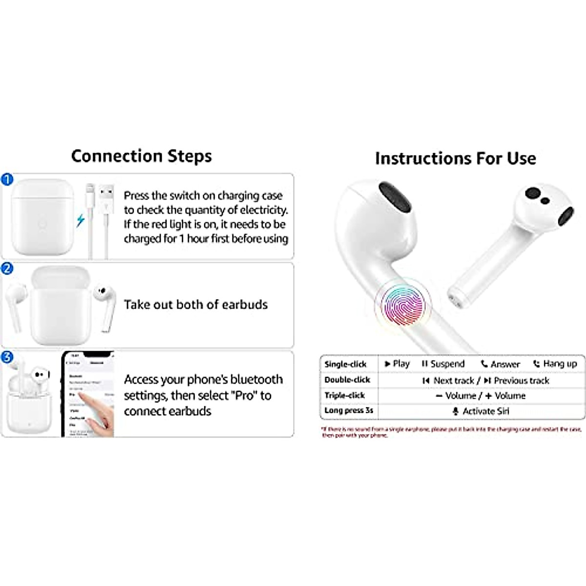 Wireless Earbuds Bluetooth 5.0 Headphones with 30h Cycle Playtime Built-in, IPX6 Waterproof In-ear Fast Charging Case Bluetooth Headphones Stereo Earphone Cordless Sport Headsets with Microphone