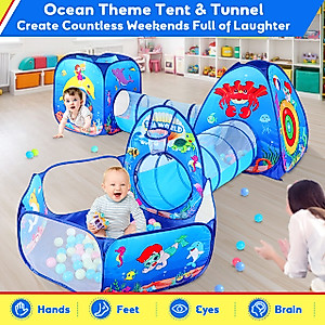 5pc Baby Ball Pits for Toddlers, Kids Play Tent and Play Tunnel, Children Indoor Outdoor Playhouse with Crawling Toys, Boys and Girls Best Birthday Gifts (Balls Not Included)