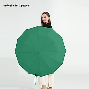 BAODINI Umbrella for Rain Windproof Travel Compact Automatic Folding Umbrella for Men-Women's Big Umbrella for Car Backpack (90-Dark green)