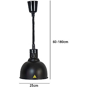 Buffet Hotel Restaurant Bavelet Light, 3 Pack, Black Food Heat Lamp Warmer Free Standing Commercial Vertical Thermal Thermal Threading Ajastable Chandelier