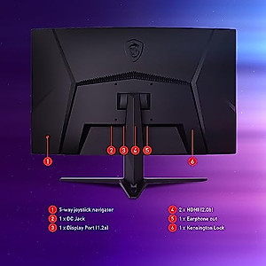 MSI Optix G32CQ4 E2 QHD 1500R Curvature 16:9 Aspect Ratio Non-Glare Super Narrow Bezel 1ms 2560 x 1440 170Hz Refresh Rate Tilt Adjustment AMD FreeSync 32",Black