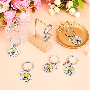 Yinkin 12 Pcs School Bus Driver Appreciation Gifts Stainless Steel Bus Drivers Keychain in Bulk Thank You Gifts for Christmas Thanksgiving New Driver